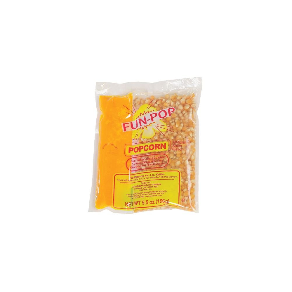 Mega Pop® Corn, Oil and Salt Kit for Popcorn Makers with a 4 oz. Kettle (Case of 36)