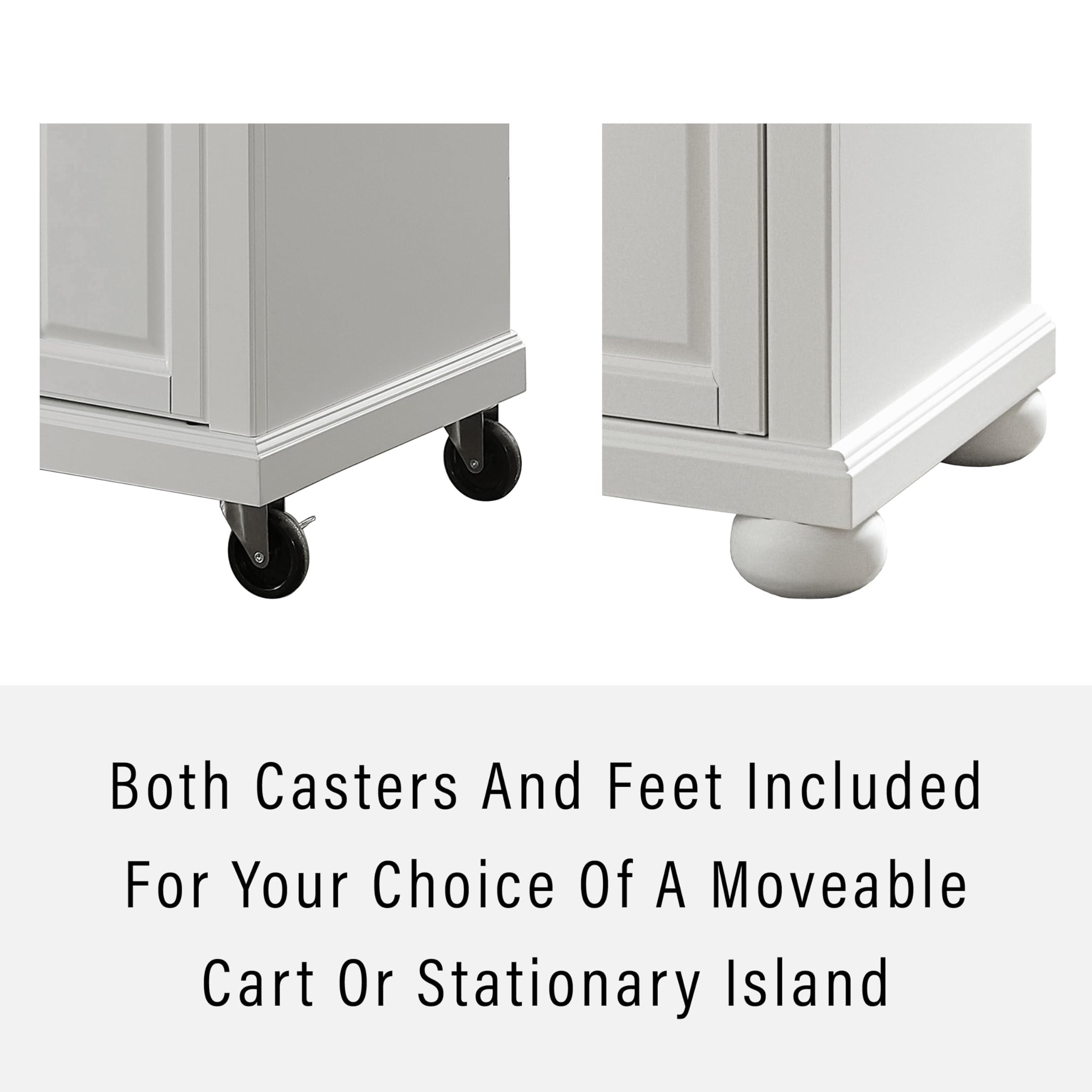 Crosley Furniture Alexandria Granite Top Rolling Kitchen Island Storage Cart, Microwave Stand, Spice Rack, White