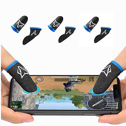 NEW Mobile Game Controller Finger Sleeve Sets [6 Packs],Anti-Sweat Breathable Touchscreen Gaming Finger Sleeve for Mobile Phone Games for PUBG/Mobile Legends/Knives Out (Blue 2)
