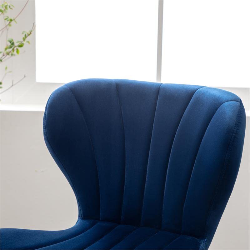 Roundhill Furniture Ellston Velvet Adjustable Swivel Barstools in Blue, Set of 2