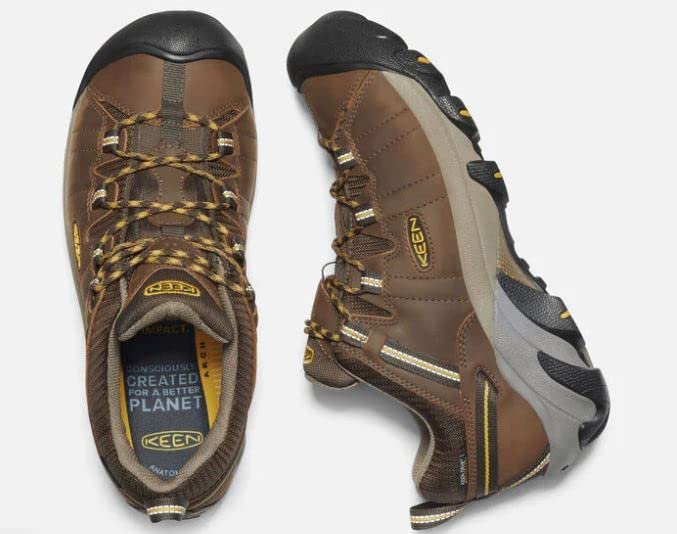 KEEN Men's Targhee 2 Low Height Waterproof Hiking Shoes, Cascade Brown/Golden Yellow, 9.5