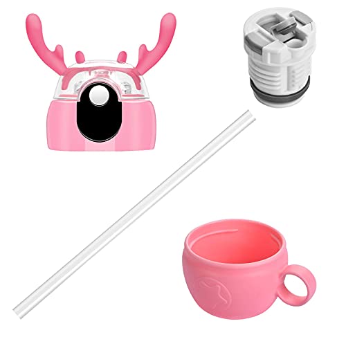 Temperature Display Kids Water Bottle,18 Oz,Straw Lid,Vacuum Insulated,316 Stainless Steel,Modern Double Walled Thermo Mug,Pink