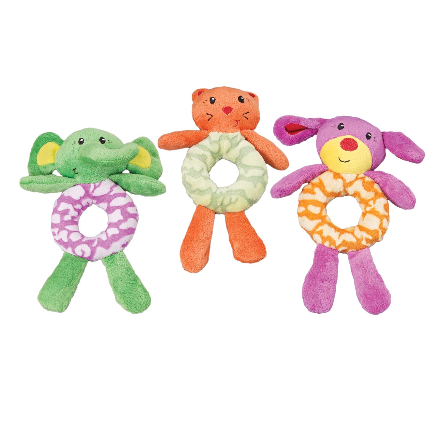 Ethical Pet Lil Spots Plush Ring Toys for Small Dog and Puppies, 7.5-Inch, Assorted