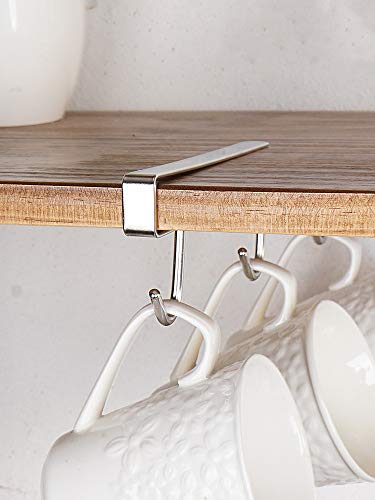 Coffee Mug Holder - 304 Stainless Steel ,Cup Rack Under Shelf, Fit for The Cabinet 0.8" or Less(Primary Color, 2 Pieces)
