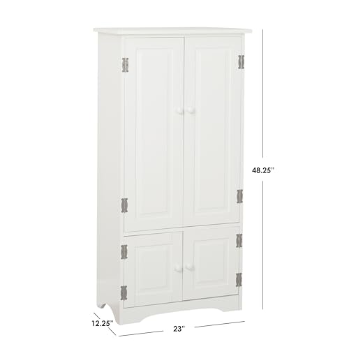 Target Marketing Systems Tall Storage Cabinet with 2 Adjustable Top Shelves and 1 Bottom Shelf, Declutter Organizer for Bedroom, Kitchen, Bathroom or Laundry Room, Winter White