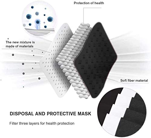 SHOOTUP 100 Pack 3 Ply Black Disposable Face Masks, Adult Women Men 3 Layers Breathable Masks, Dust-proof