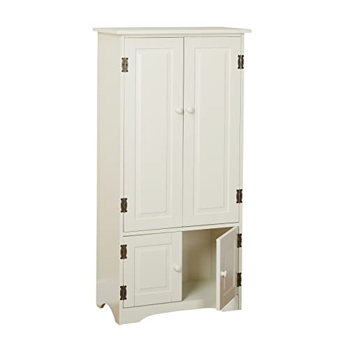 Target Marketing Systems Tall Storage Cabinet with 2 Adjustable Top Shelves and 1 Bottom Shelf, Declutter Organizer for Bedroom, Kitchen, Bathroom or Laundry Room, Winter White