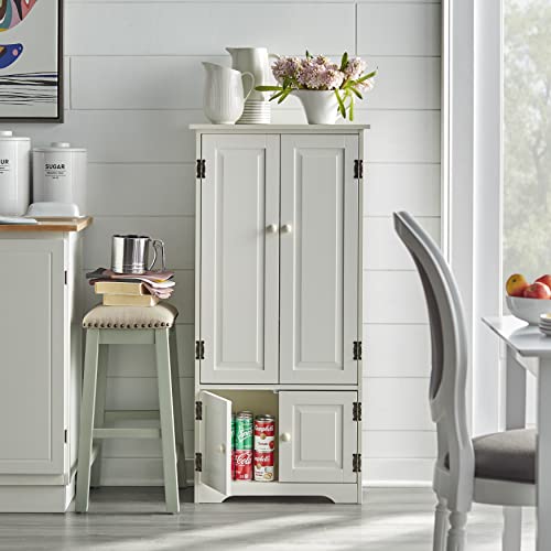 Target Marketing Systems Tall Storage Cabinet with 2 Adjustable Top Shelves and 1 Bottom Shelf, Declutter Organizer for Bedroom, Kitchen, Bathroom or Laundry Room, Winter White