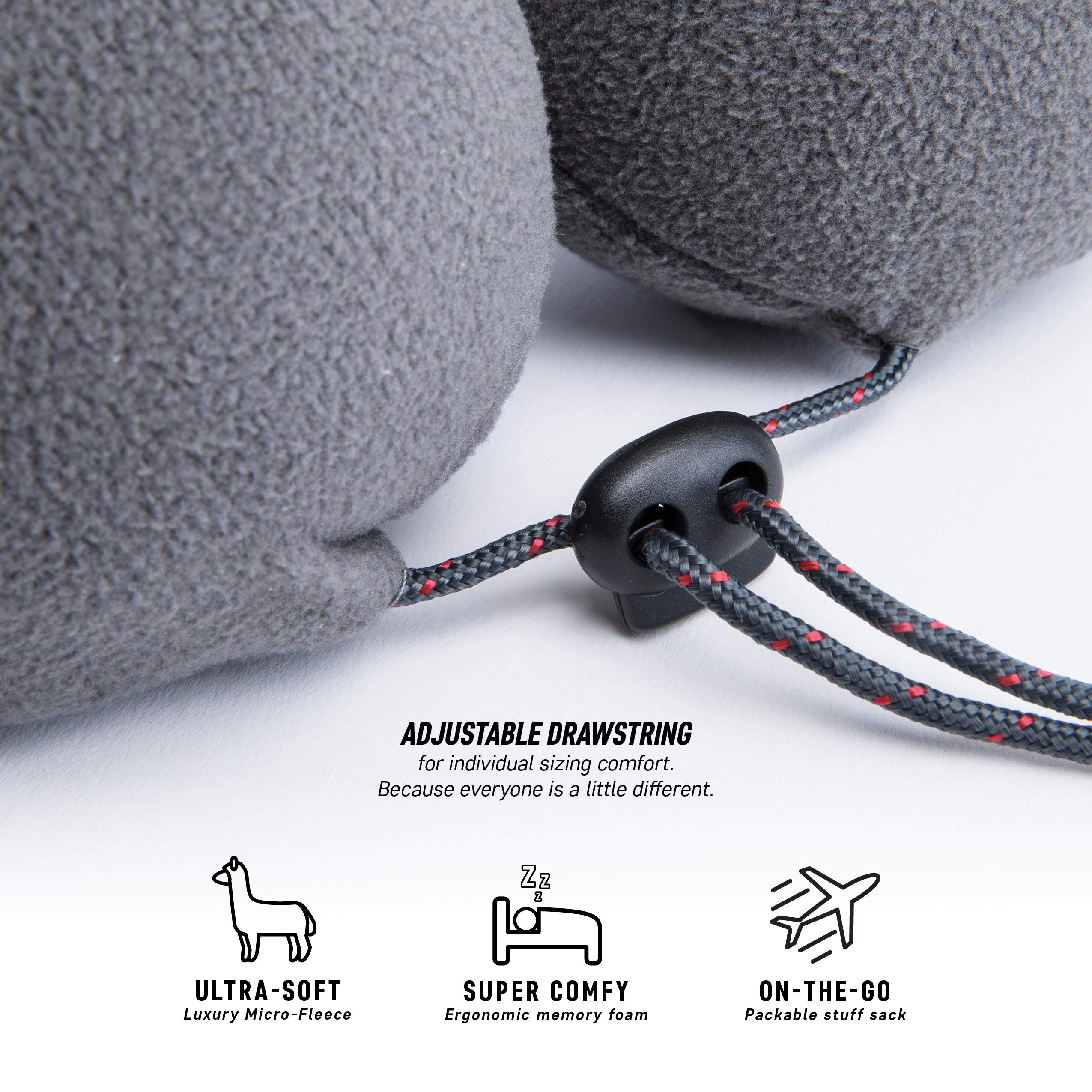 Grand Trunk Hooded Travel Pillow: 360 Neck and Head Support, High-Grade Memory Foam, Adjustable Light-Blocking Hood, Carry Bag Included - Perfect for Car or Airplane Sleeping
