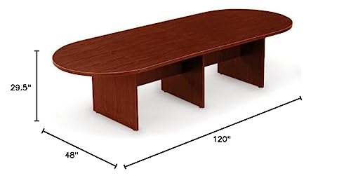NBF 10L Conference Tables with Eight Seats - Laminate Conference Room Tables - Durable Office Meeting Table - Training Tables for Brainstorming Collaboration Sessions (48"D x 120"W x 29.5"H, Mahogany)