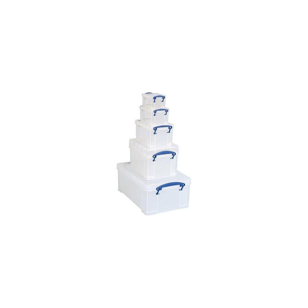 Really Useful Box bonus pack consisting of one each of 9, 3, 1.6, 0.7 and 0.3 litre capacity clear b