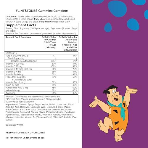 Flintstones Vitamins Complete Gummies, Kids Vitamins with Vitamin C for Toddlers and Children, Vitamins for Kids with Vitamin A, B6, B12, E & Zinc, 180 Count
