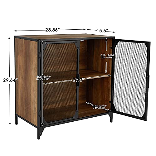 YOLENY Industrial Storage Cabinet, Storage Sideboard with Metal Mesh Door,Buffet Entryway Cabinet for Home,Kitchen, Dining Room