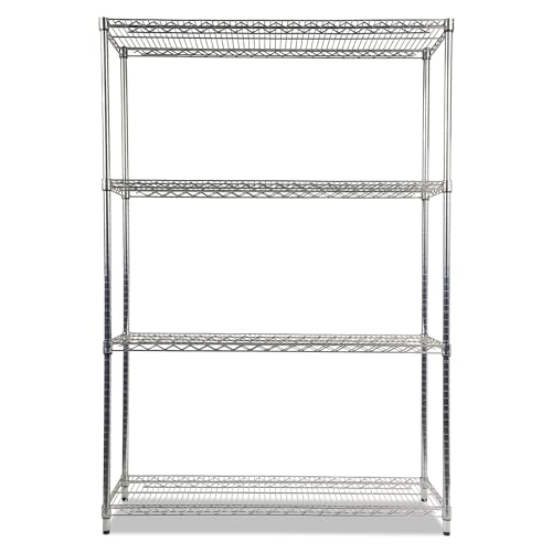 Alera ALESW504818SR NSF Certified Industrial 4-Shelf 48 in. x 18 in. x 72 in. Wire Shelving Kit - Silver