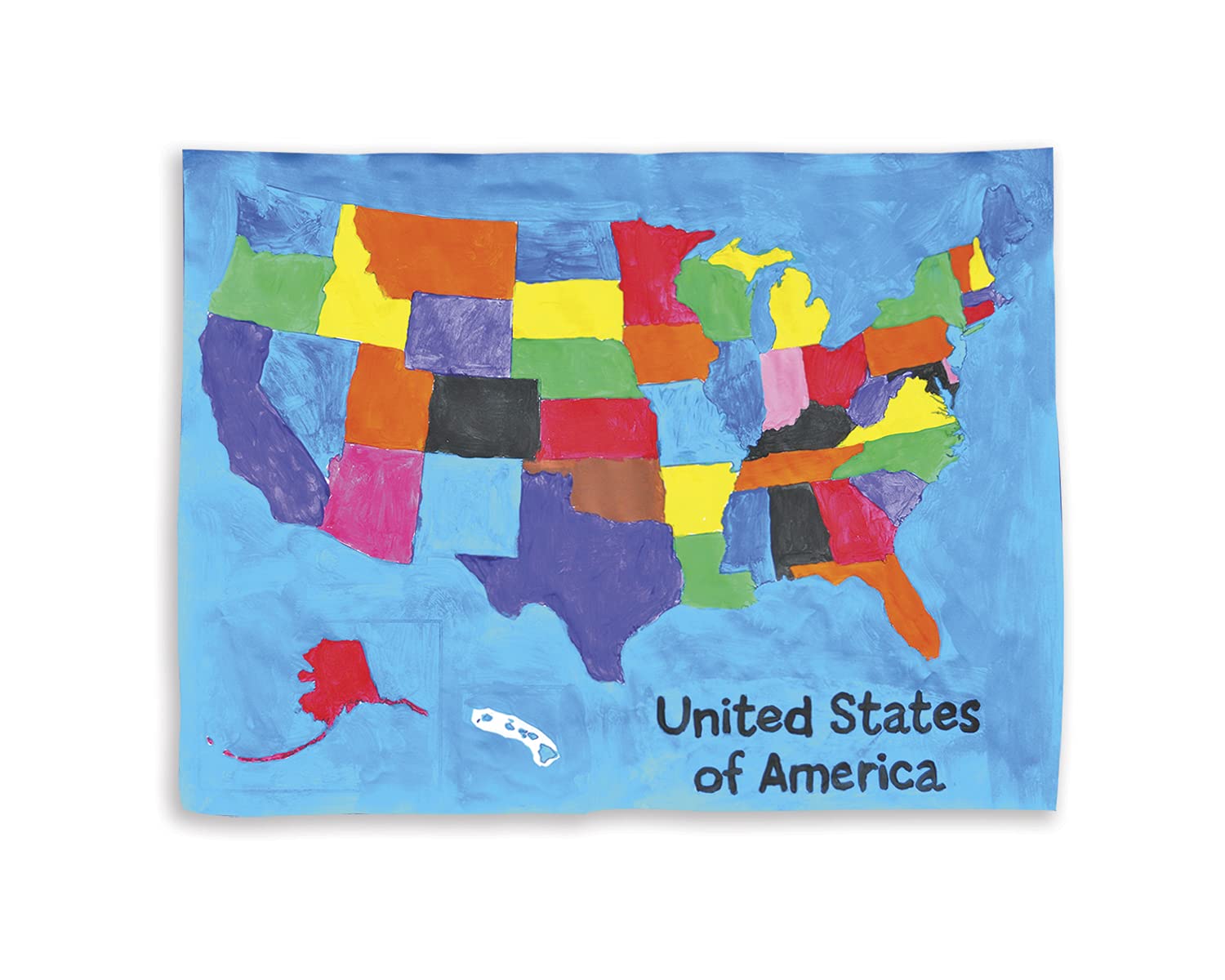 Hygloss Products Creative Learning Poster - U.S.A. Map - Art Activities for Classroom, Kids’ Camps, Events, Parties & More - Black Design on White Paper - 17” x 22” - 24 Posters per Pack,30147