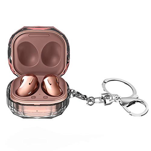 EZICOK Compatible with Samsung Galaxy Buds Live Case (2020), Geometric Designed Hard PC Shockproof Headphones Protective Cover Portable with Keychain for Galaxy Buds Live Earbuds Accessories (Clear)