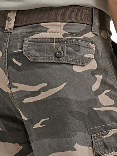 Lee Men's Big & Tall Dungarees Belted Wyoming Cargo Short, Ash Camo, 48