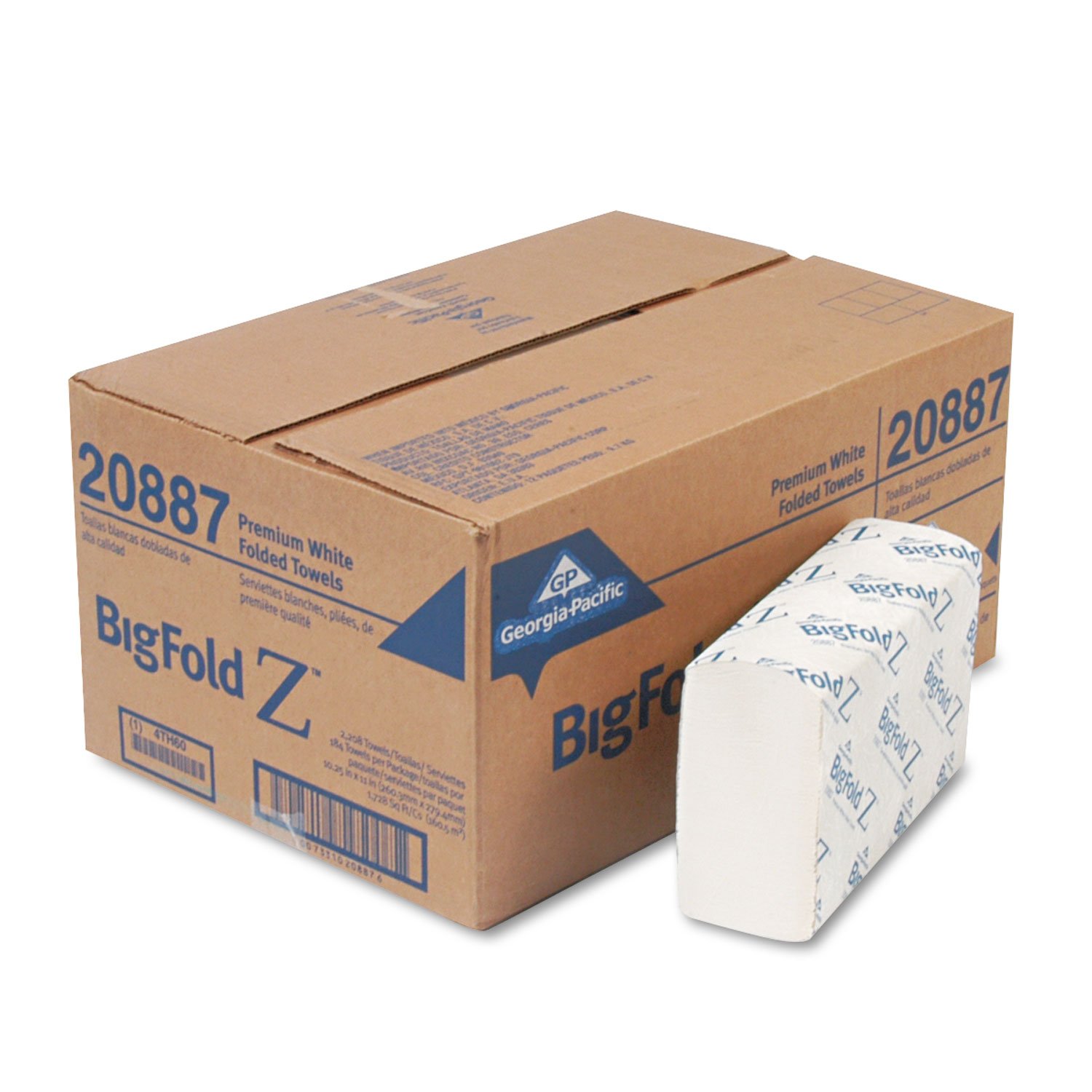 BigFold Z 20887 Paper Towels, 10-2/5-Inch x10-4/5-Inch, 220 Towels/PK 10PK/CT, White
