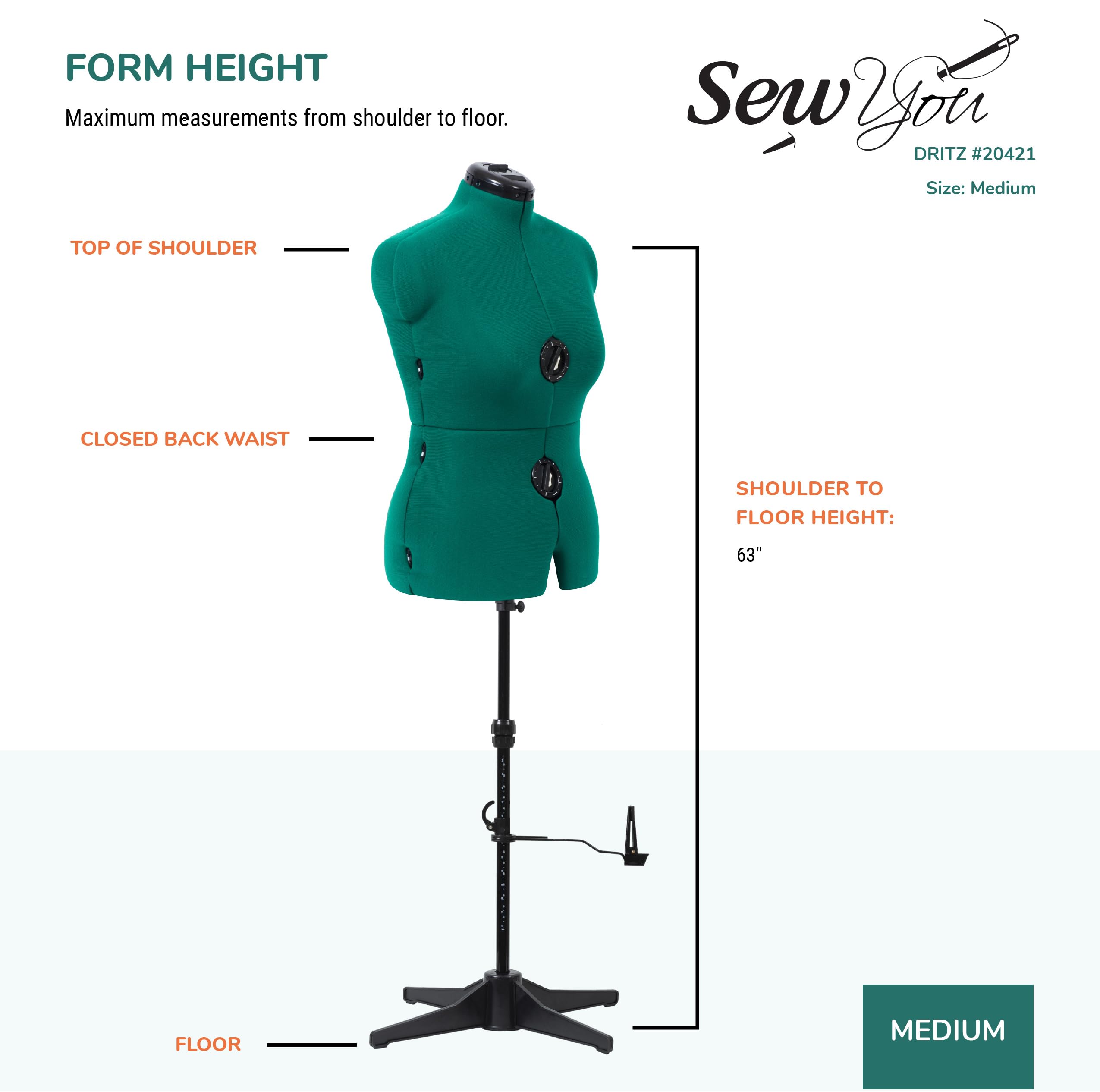 Dritz Sew You Adjustable Dress Form, Medium