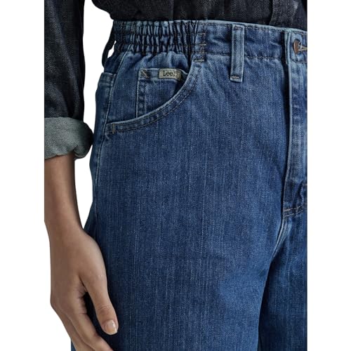 Lee Women's Missy Relaxed-Fit Side Elastic Tapered-Leg Jean, Pepper Stone, 16 Short