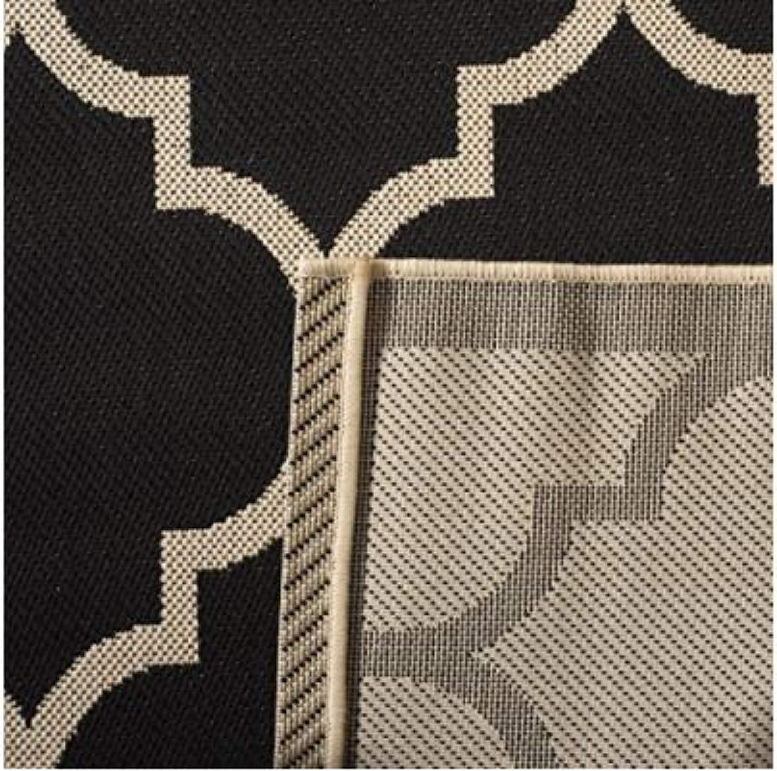 SAFAVIEH Courtyard Collection 2'3" x 12' Black/Beige CY6918 Trellis Indoor-Outdoor Waterproof Easy-Cleaning Patio Backyard Mudroom Runner-Rug