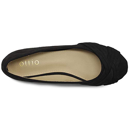 Ollio Women's Ballet Shoe Cute Casual Comfort Flat ZM1987(8.5 B(M) US, Black)