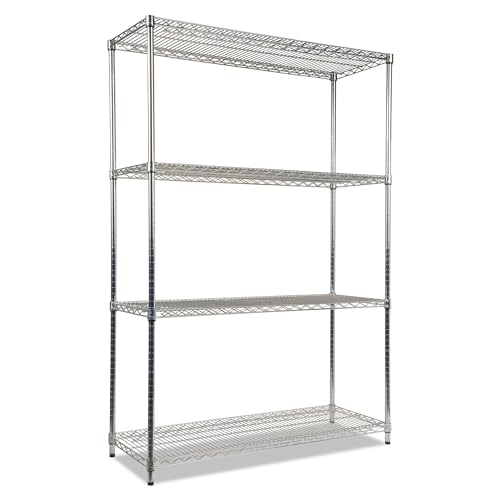 Alera ALESW504818SR NSF Certified Industrial 4-Shelf 48 in. x 18 in. x 72 in. Wire Shelving Kit - Silver