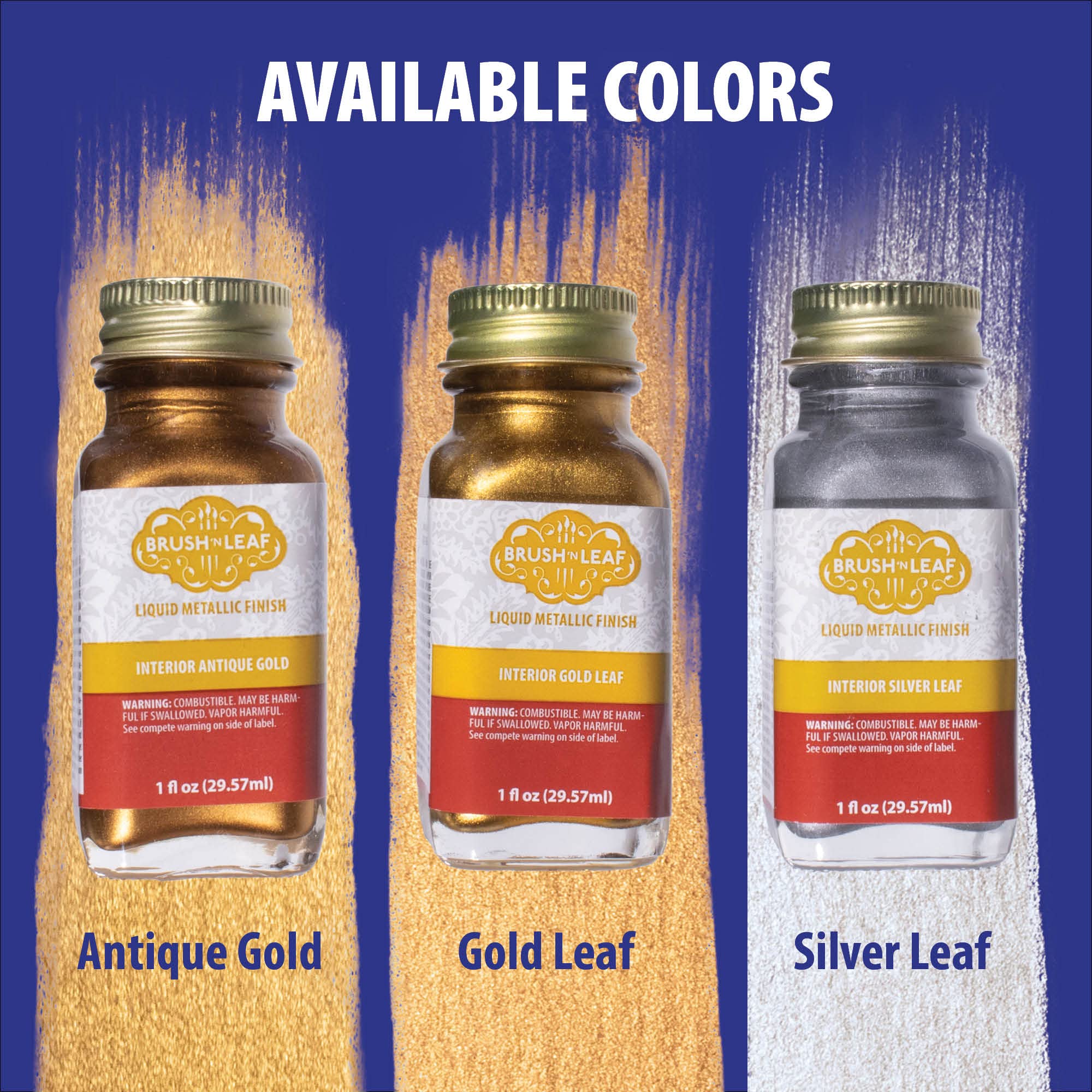AMACO Brush ‘n Leaf - Antique Gold Leaf 1oz Bottle - Liquid Gold Leaf Paint for Metal Wood Ceramic and More - Interior Liquid Leaf Paint for Objects and Furniture
