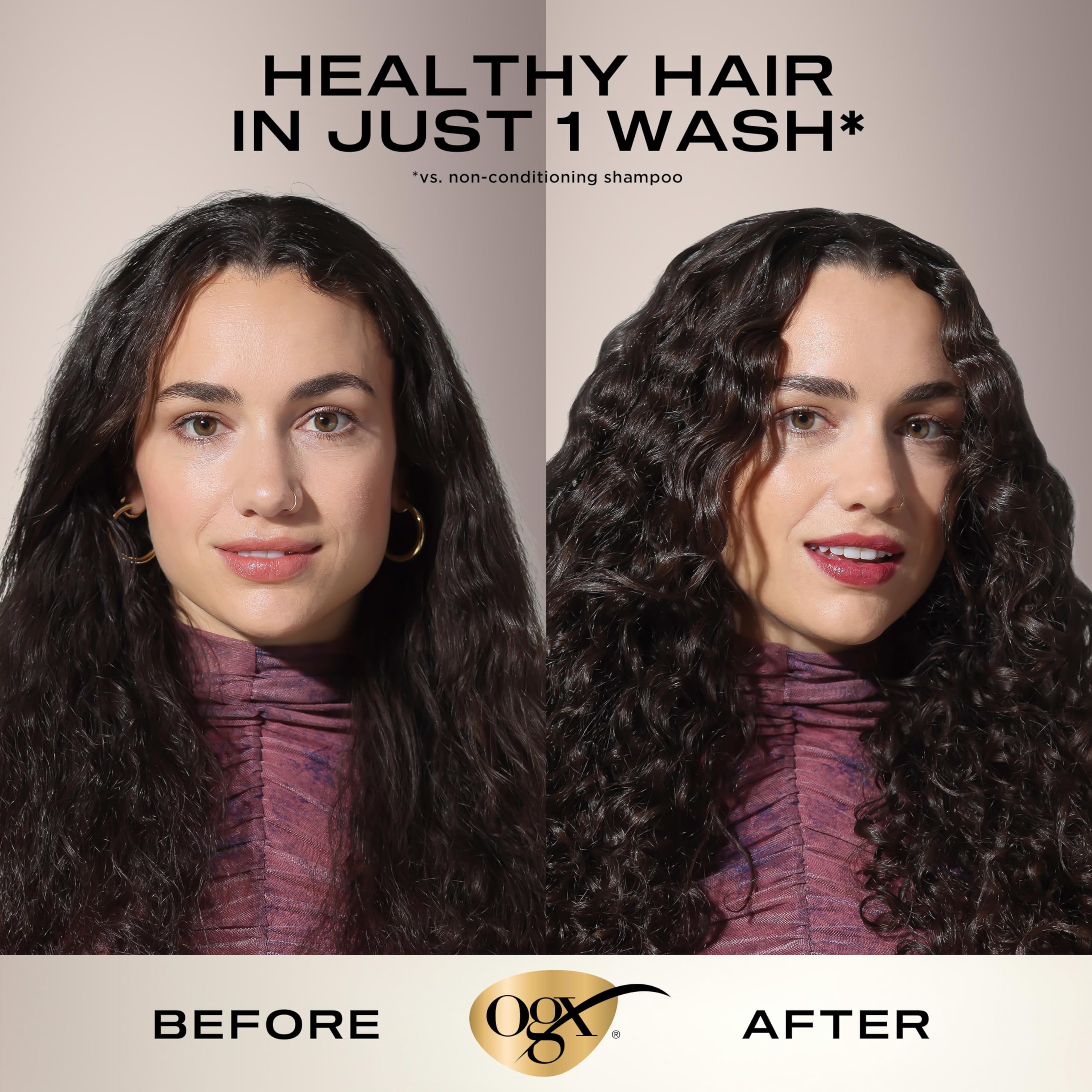 OGX Nourishing + Coconut Milk Shampoo, Hydrating & Restoring Shampoo Moisturizes for Soft Hair After the First Use, Paraben-Free, Sulfate-Free Surfactants, 25.4 fl. oz