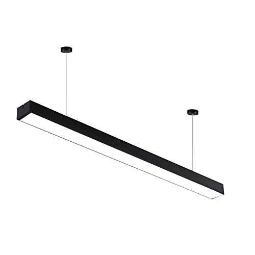 BAYCHEER Modern 35.43inches Linkable LED Office Lighting Fixture Long Strip Lamp Adjustable Hanging Lamp for Office Commercial Area barn Kitchen Garage Basement Black