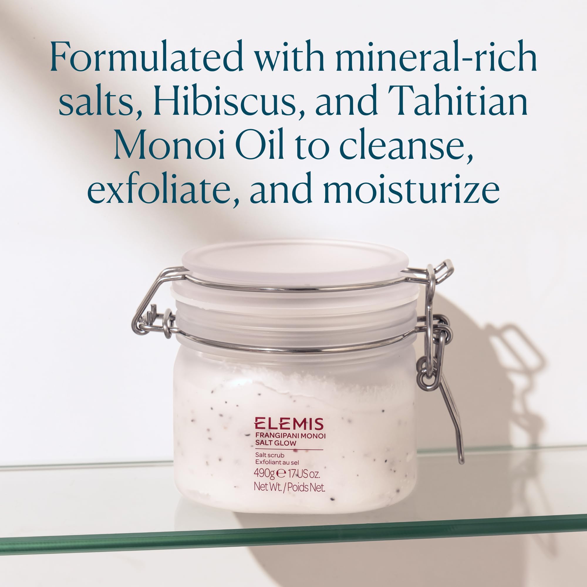 ELEMIS Frangipani Monoi Salt Glow | Luxurious Tropical Salt Scrub Helps to Lock in Moisture and Exfoliates, Smoothes, and Softens the Skin | 490g