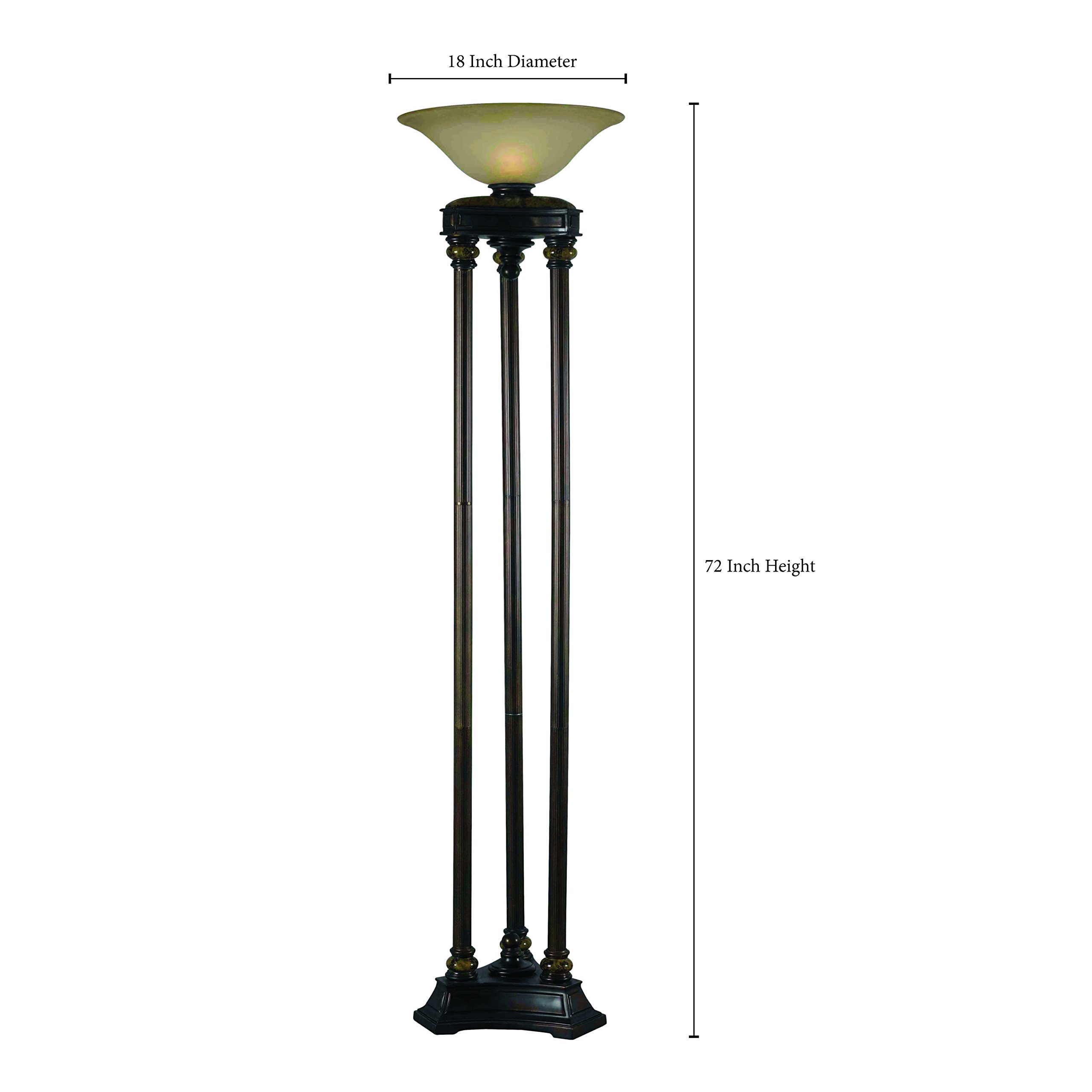 Kenroy Home 32066ORB Colossus 3 Pole Torchiere Floor Lamps, Medium, Oil Rubbed Bronze w/Marble Accent