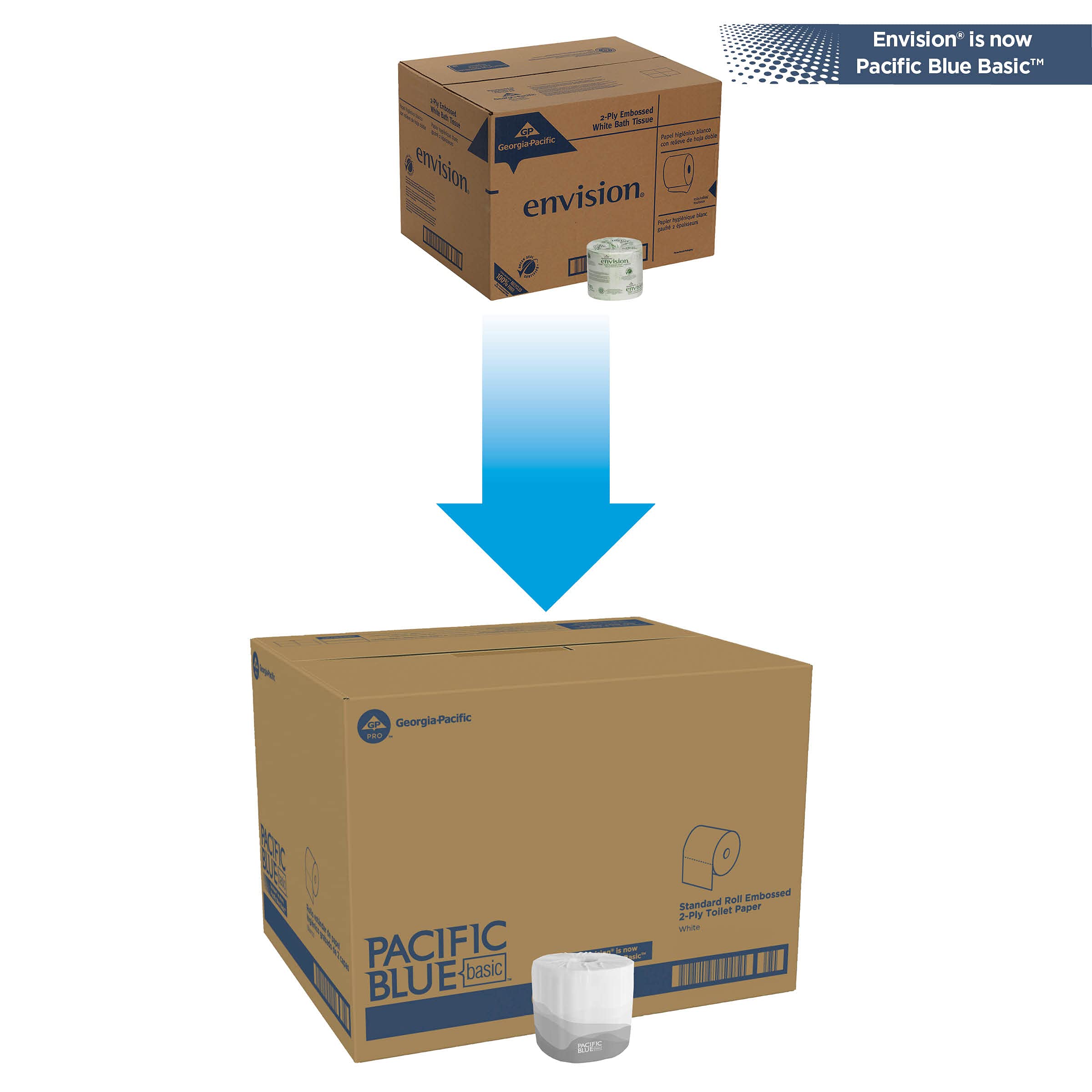 Pacific Blue Basic 1-Ply Toilet Paper by GPPRO (Georgia-Pacific), 14580/01, 1,210 Sheets Per Roll, 80 Rolls Per Case