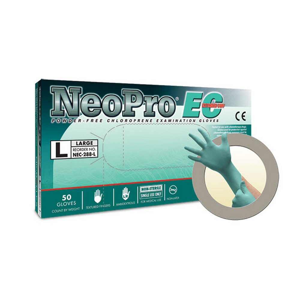 Microflex NEC-288-L NeoPro NEC288 8.3 Mil 11.4" Disposable Neoprene Exam Gloves, X-Large, Green (Pack of 50)