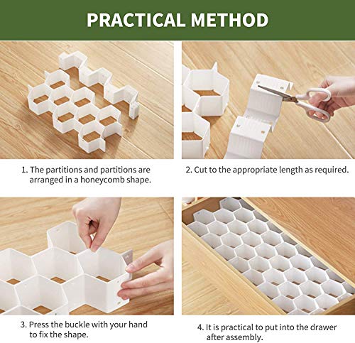 HPYYKE Honeycomb Organizer,Adjustable Drawer Organizers,18 Slot Compartment Honeycomb Separator for Underwear Belt-Scarf Socks Ties Organizer(8pcs)