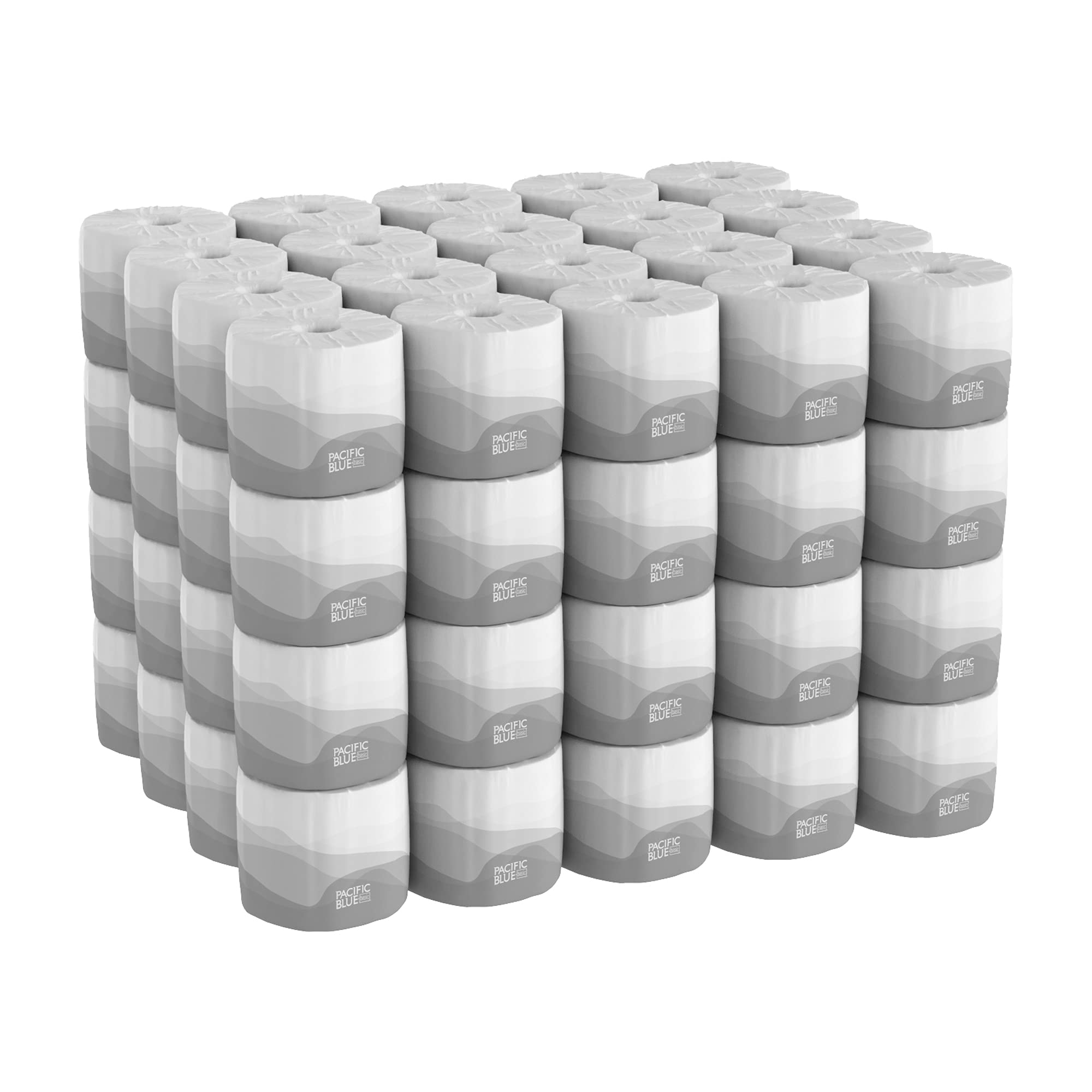 Pacific Blue Basic 1-Ply Toilet Paper by GPPRO (Georgia-Pacific), 14580/01, 1,210 Sheets Per Roll, 80 Rolls Per Case