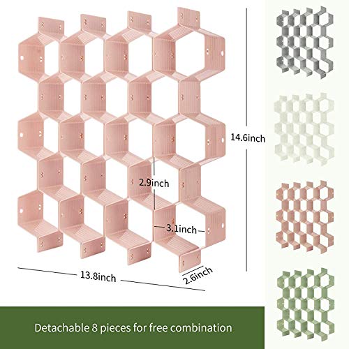 HPYYKE Honeycomb Organizer,Adjustable Drawer Organizers,18 Slot Compartment Honeycomb Separator for Underwear Belt-Scarf Socks Ties Organizer(8pcs)