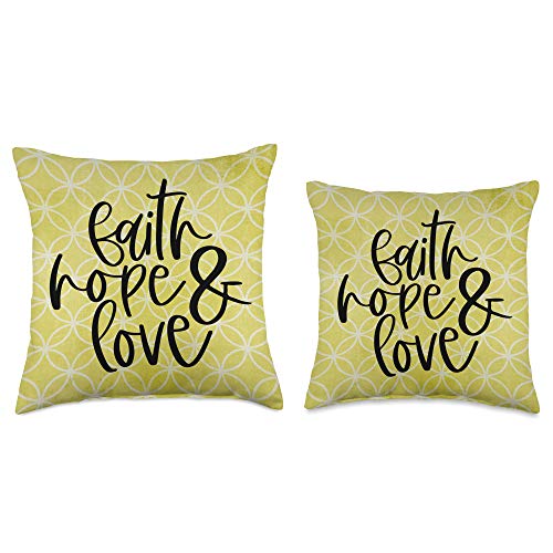 Faith Based Gift Christian Housewarming Art Decor Faith Hope and Love Bible Verse Scripture 18 x 18 Throw Pillow, 18x18, Multicolor