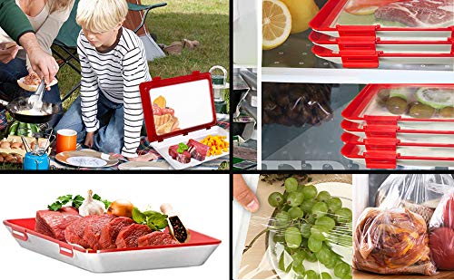 Food Preservation Trays- Stackable, Reusable Food Tray with Plastic Lid, Durable,Superior for Keeping Food Fresh,Dishwasher & Freezer Safe-6 Count