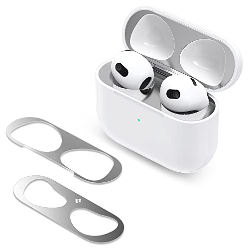 Spigen Shine Shield Designed for Airpods 3rd Generation (2021) Anti Dust Sticker for Airpods 3 Dust Guard - Metallic Silver