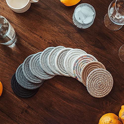 OrganiHaus Set of 6 Brown Cute Coasters for Drinks | Absorbent Coasters | Farmhouse Coasters for Coffee Table | Desk Cup Coasters | Rustic Aesthetic Boho Coasters | Moisture Absorbing Woven Coasters