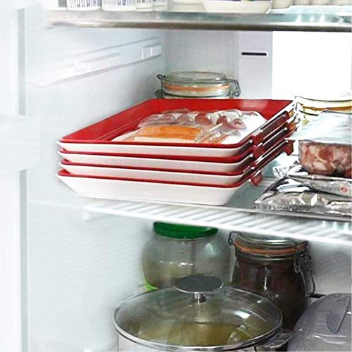 Food Preservation Trays- Stackable, Reusable Food Tray with Plastic Lid, Durable,Superior for Keeping Food Fresh,Dishwasher & Freezer Safe-6 Count