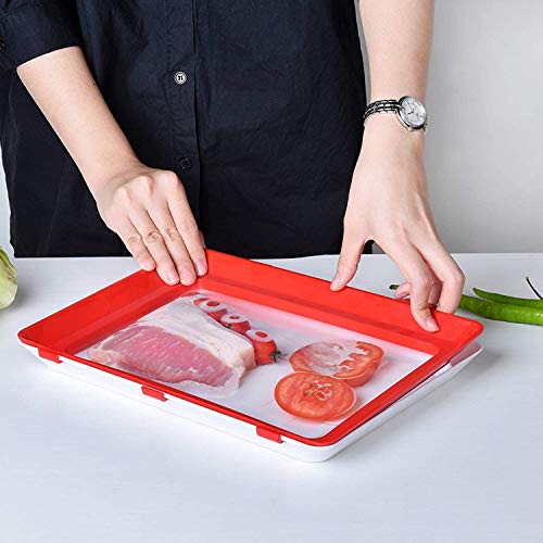 Food Preservation Trays- Stackable, Reusable Food Tray with Plastic Lid, Durable,Superior for Keeping Food Fresh,Dishwasher & Freezer Safe-6 Count