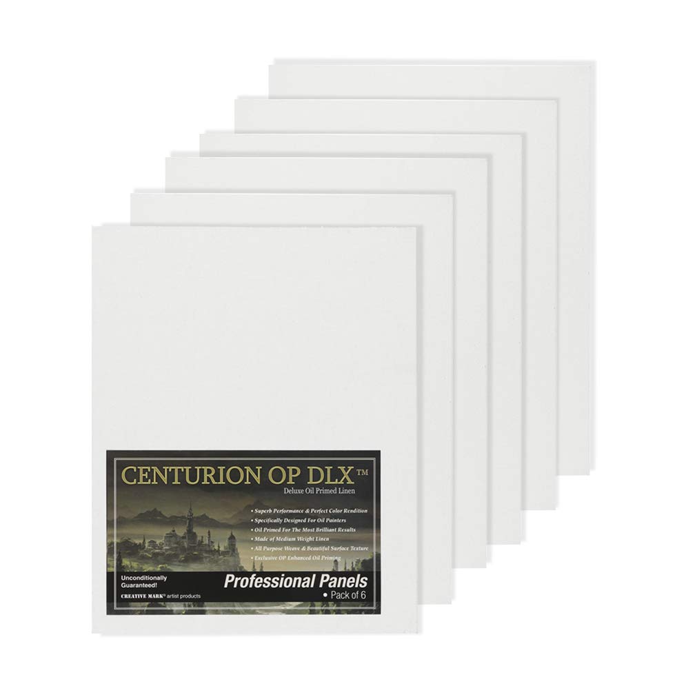 Centurion Deluxe Professional Oil Primed Linen Canvas Panels - 8x10-6 Pack of Linen Canvases for Painting, Artwork and More