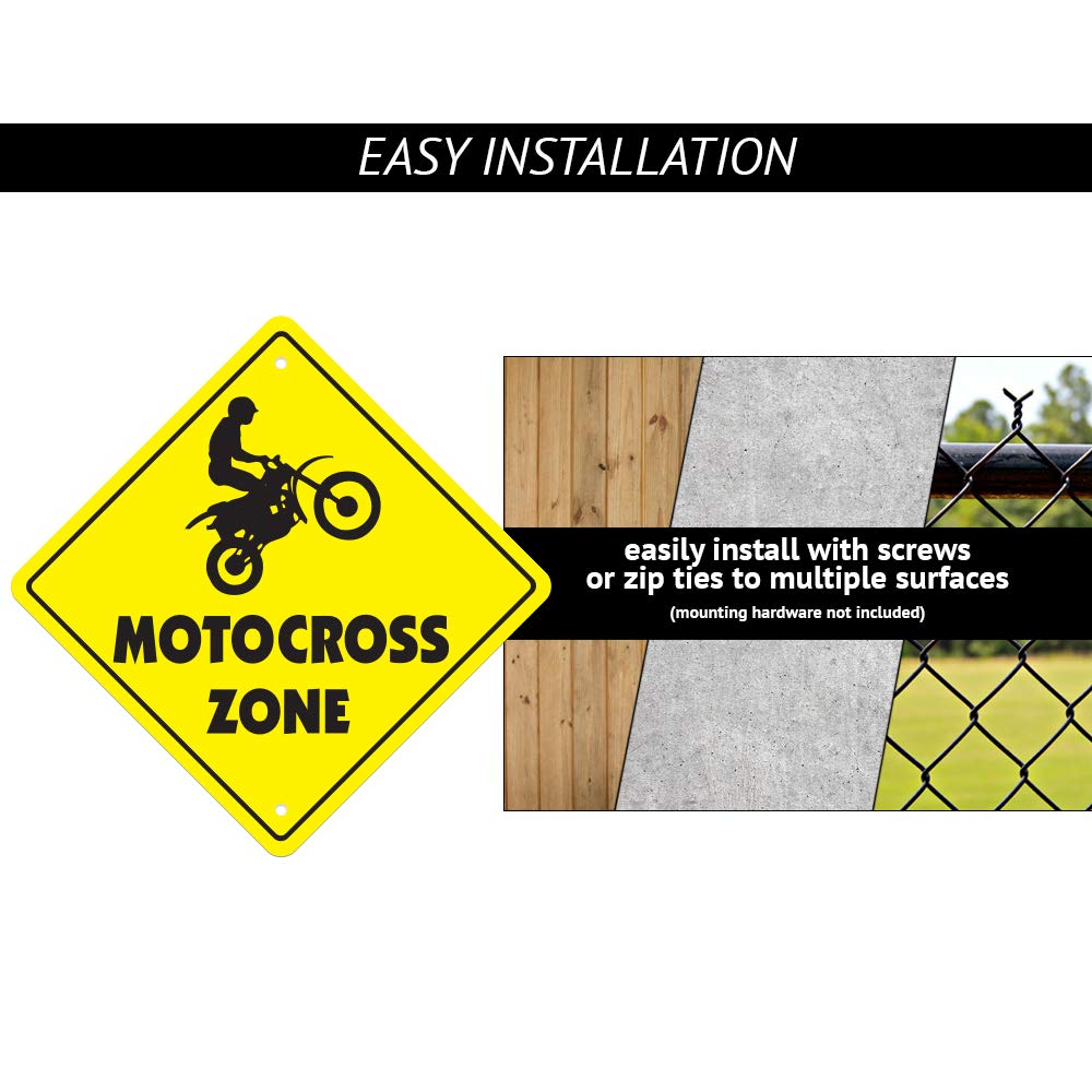 BMX Crossing Sign Zone Xing | Indoor/Outdoor | 12" Tall Bike Frame Bars Race Helmet Biking Biker Bikes Racing