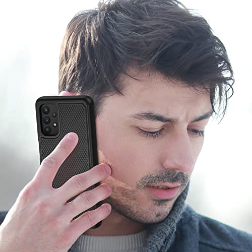 JXVM for Samsung Galaxy A32 5G Case: Dual Layer Protective Heavy Duty Cell Phone Cover Shockproof Rugged with Non Slip Textured Back - Military Protection Bumper Tough - 6.5inch (Matte Black)