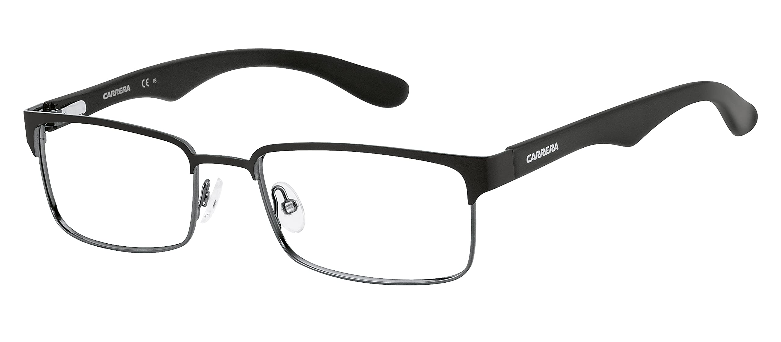 Carrera Men's 6606 Rectangular Prescription Eyewear Frames, Black/Dark Ruthenium, 55mm, 18mm