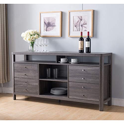 Mid Century Modern Buffet Cabinet, Distressed Grey