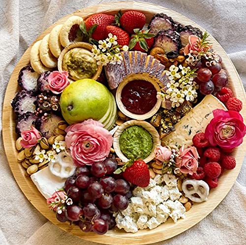 Charity Leaf Disposable Palm Leaf 14" Round Trays (10 pieces) Bamboo Like Serving Platters, Disposable Boards, Eco-Friendly Dinnerware For Weddings, Catering, Events