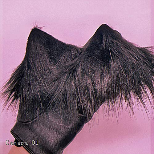 tyoungg Faux Fur Cat Kitten Clip on Ears Headband For Cosplay Kitten Play Comicon Cosplay Petplay (black kitten ears)